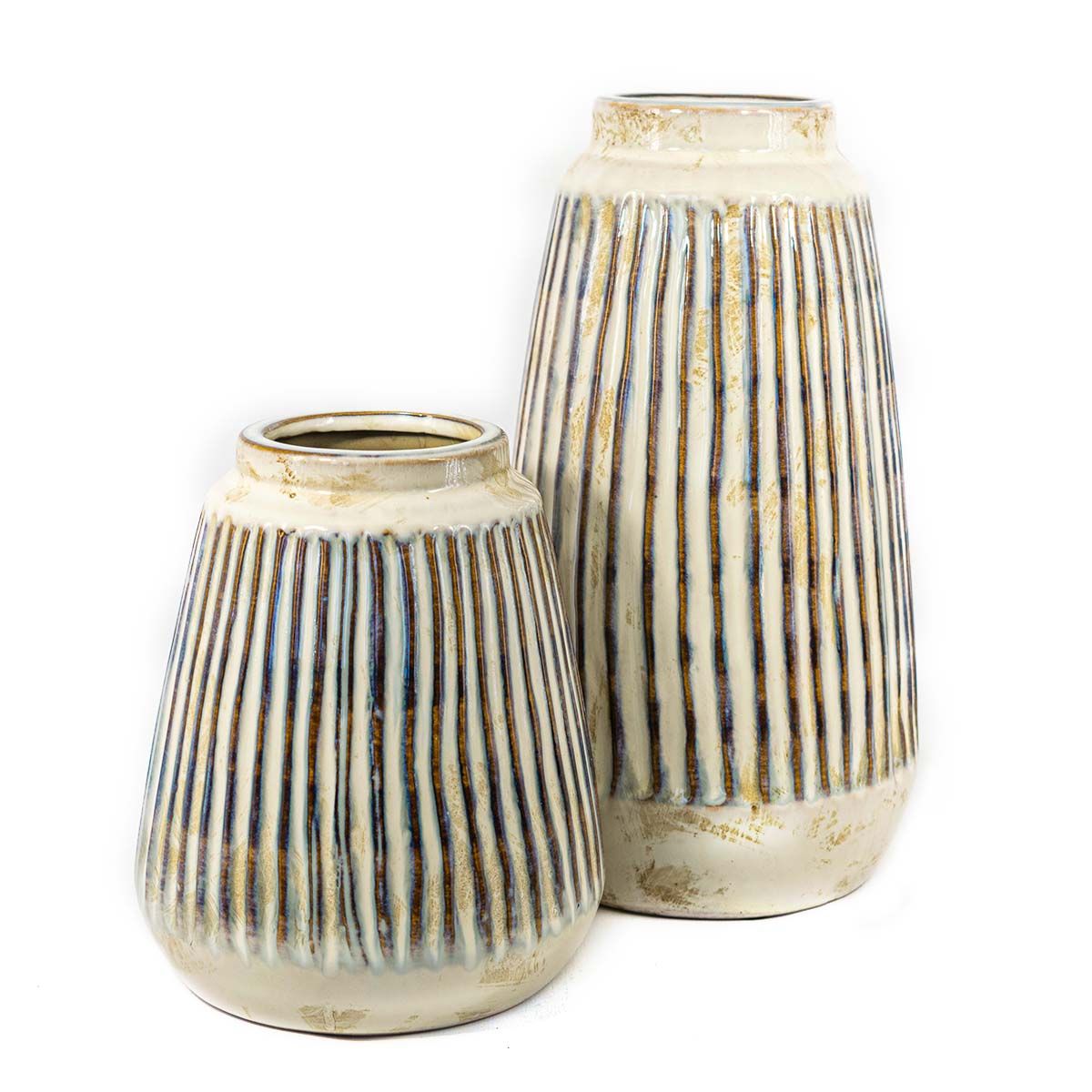 Florero De Ceramica Rayas - IVSA - Venta mayorista de objetos de ...