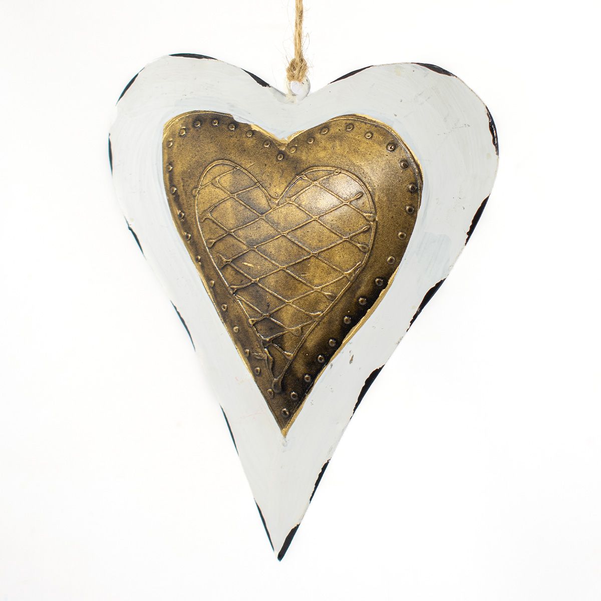 Corazon Colgante Blanco Y Dorado - IVSA - Venta mayorista de objetos de ...